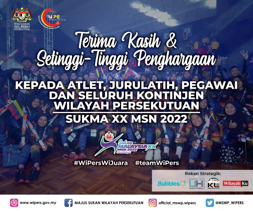 Setinggi-tinggi penghargaan dan ucapan terima kasih kepada semua yang terlibat pada SUKMA XX MSN ...